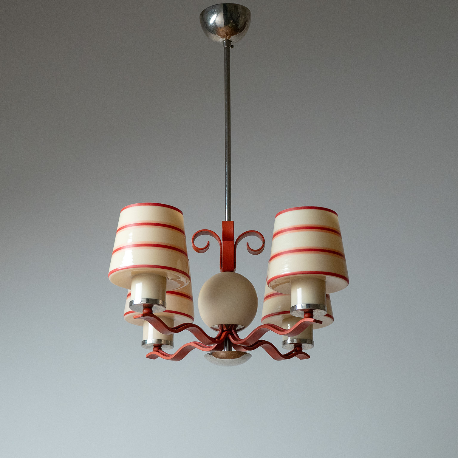 Harald Notini Enameled Glass And Painted Iron Chandelier, 1930s €3.500 ...